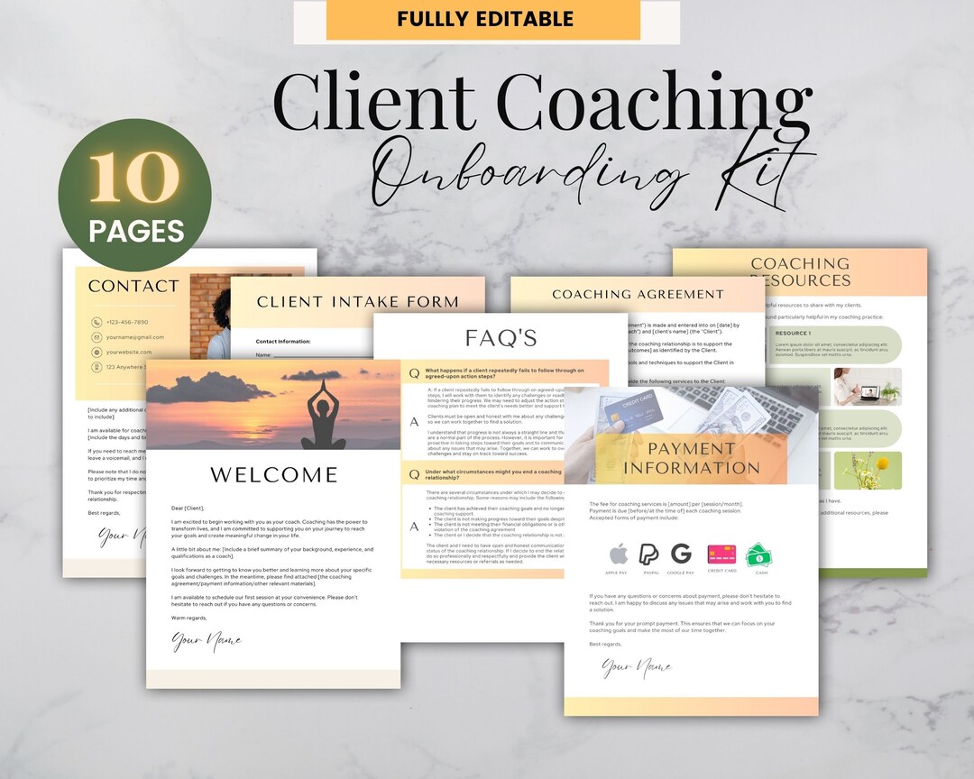 Coaching Client Onboarding Kit L Business Coach Coaching Checklist ...