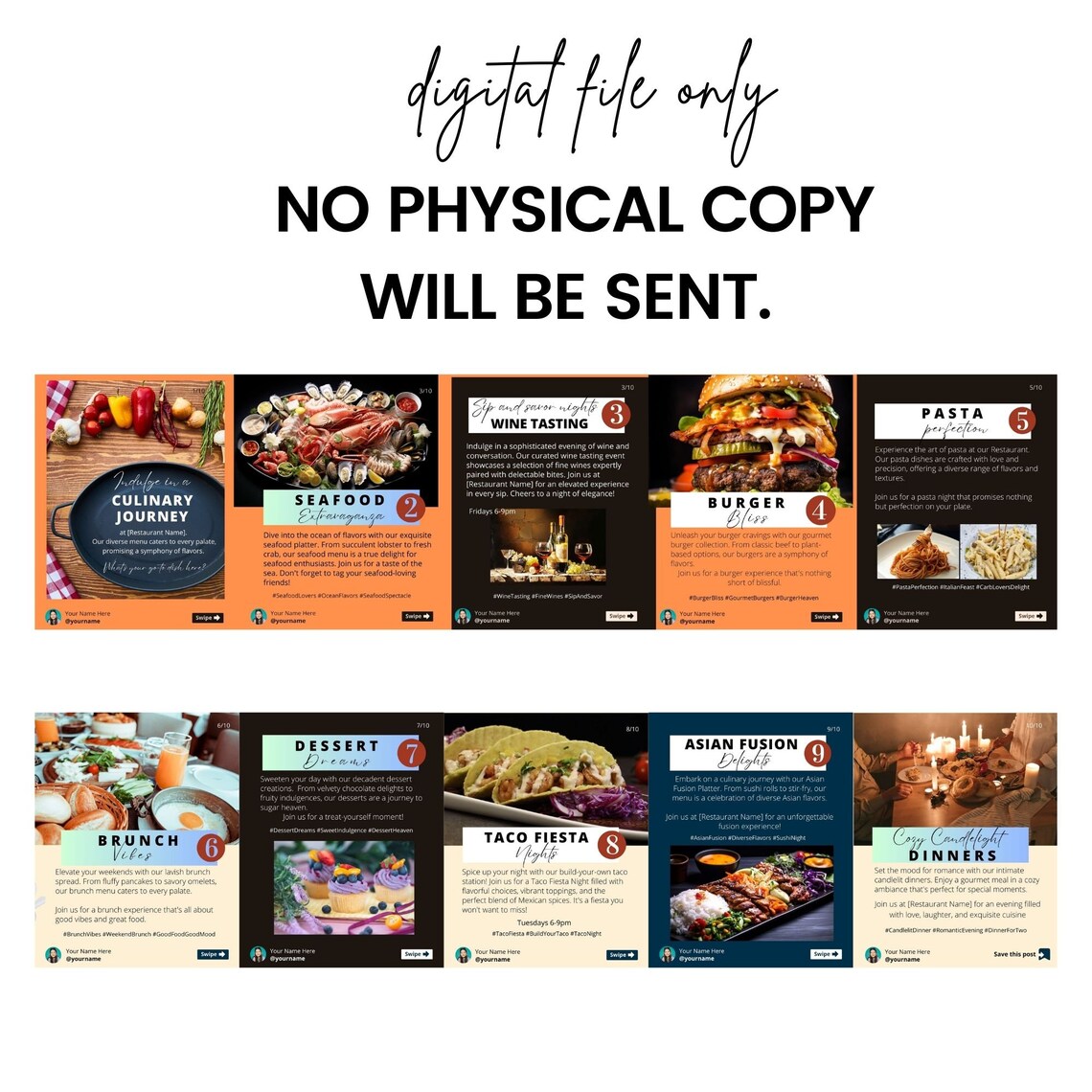 Instagram Template Food Carousel, Restaurant, Canva Templates, IG Posts ...