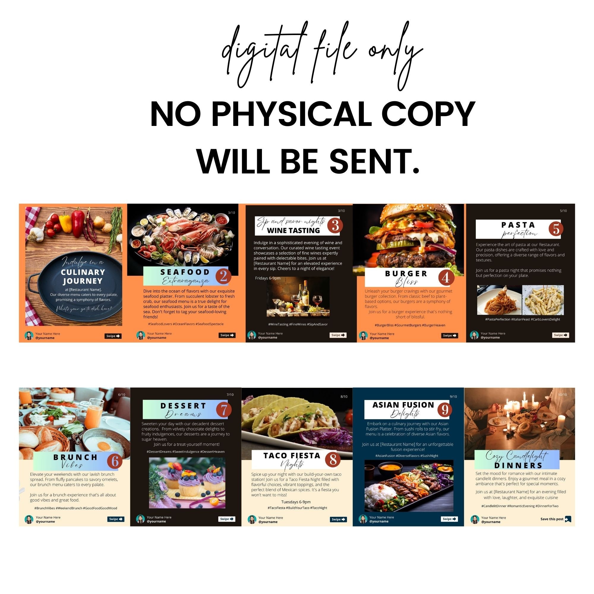 Instagram Template Food Carousel, Restaurant, Canva Templates, IG Posts ...