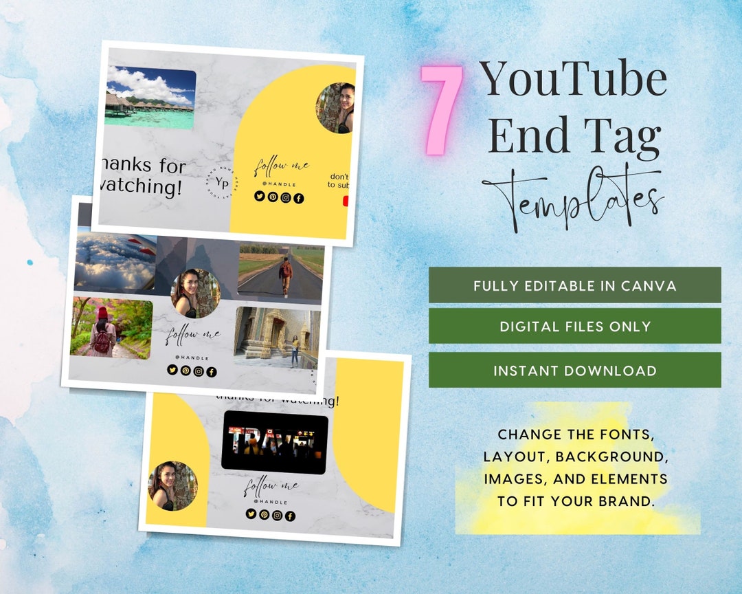 7 Youtube End Tag Templates L Youtube Kit | Youtube End Templates ...