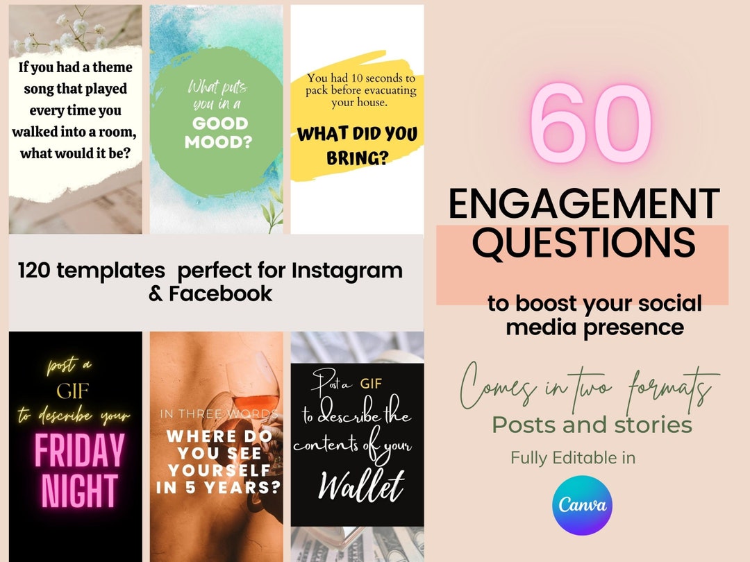 60 Questions to Boost Engagement in Instagram/facebook Social - Etsy