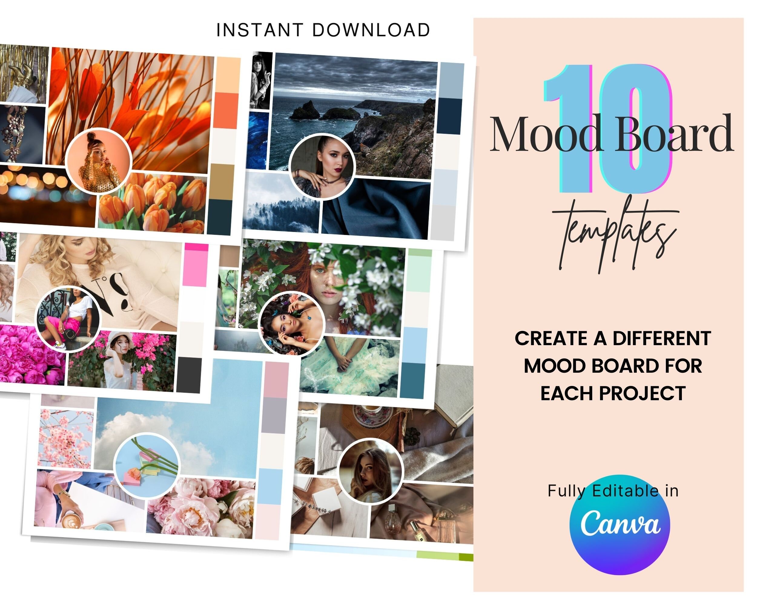 10 Mood Board Templates L Mood Board Kit L Inspiration Board L Editable ...
