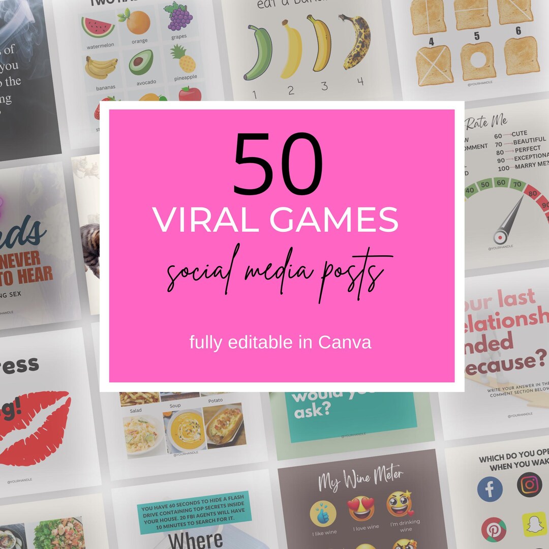 50 Viral Games Social Media Posts Pack Interactive Games | Boost ...