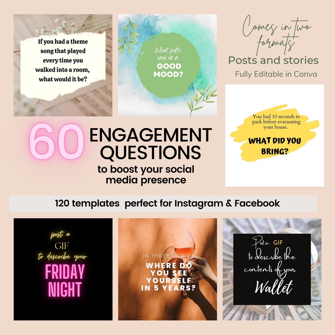 60 Questions to Boost Engagement in Instagram/facebook Social Media ...