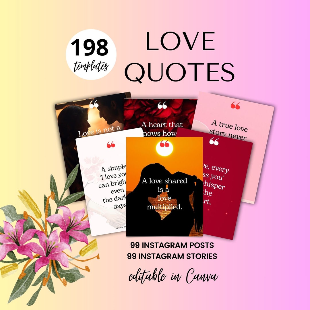 198 Love Quotes Templates, Ready to Print, Editable, Valentines ...