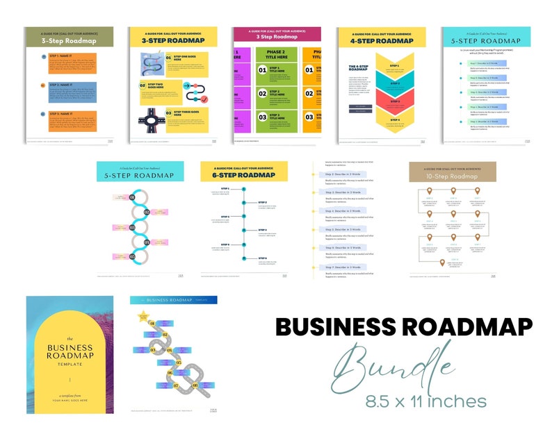 11-page Roadmap Template Bundle| Roadmap Canva Template | Business ...