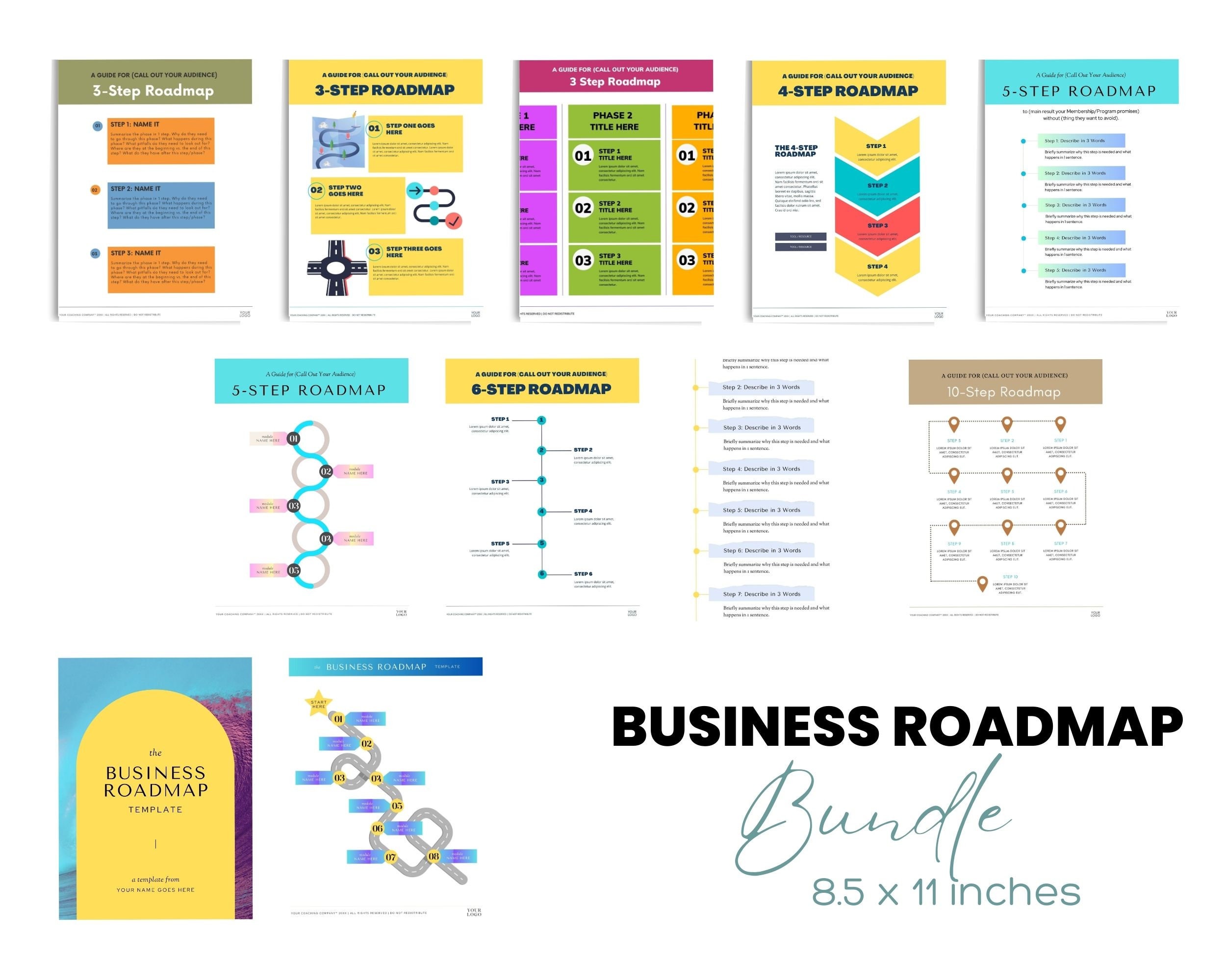 11-page Roadmap Template Bundle| Roadmap Canva Template | Business ...