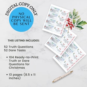 104 Truth or Dare Questions Christmas Edition, Printable Games ...