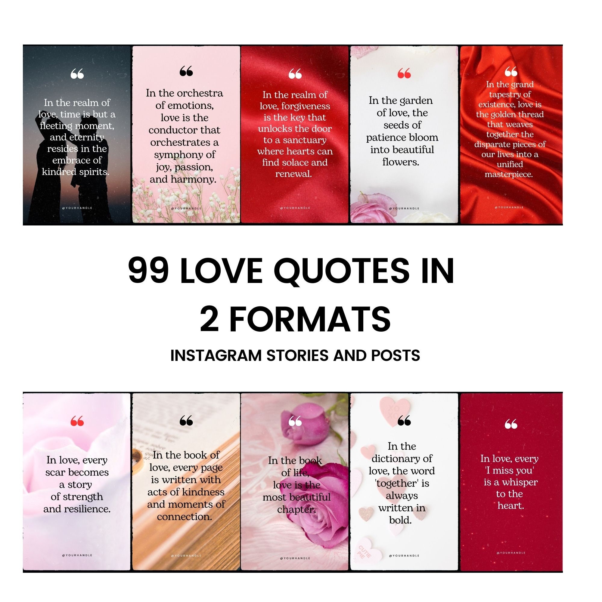 198 Love Quotes Templates, Ready to Print, Editable, Valentines ...