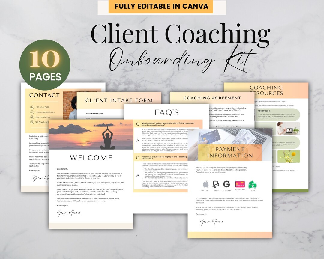 Coaching Client Onboarding Kit L Business Coach | Coaching Checklist ...