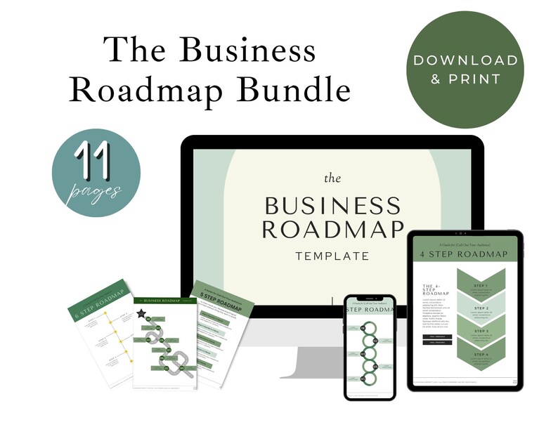 11-page Roadmaps Green Template Bundle Roadmap Canva Template - Etsy