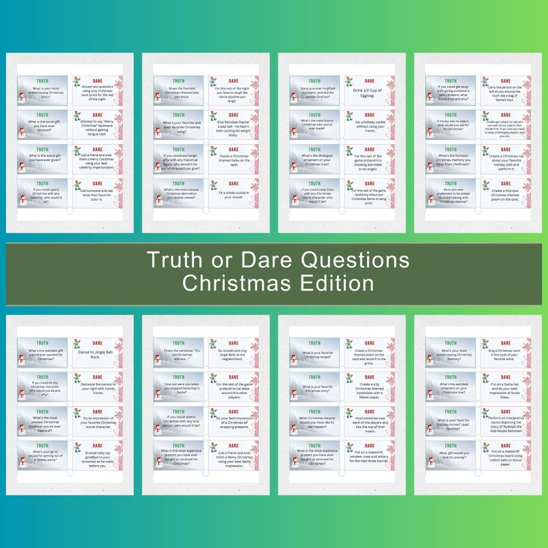 104 Truth or Dare Questions Christmas Edition, Printable Games ...