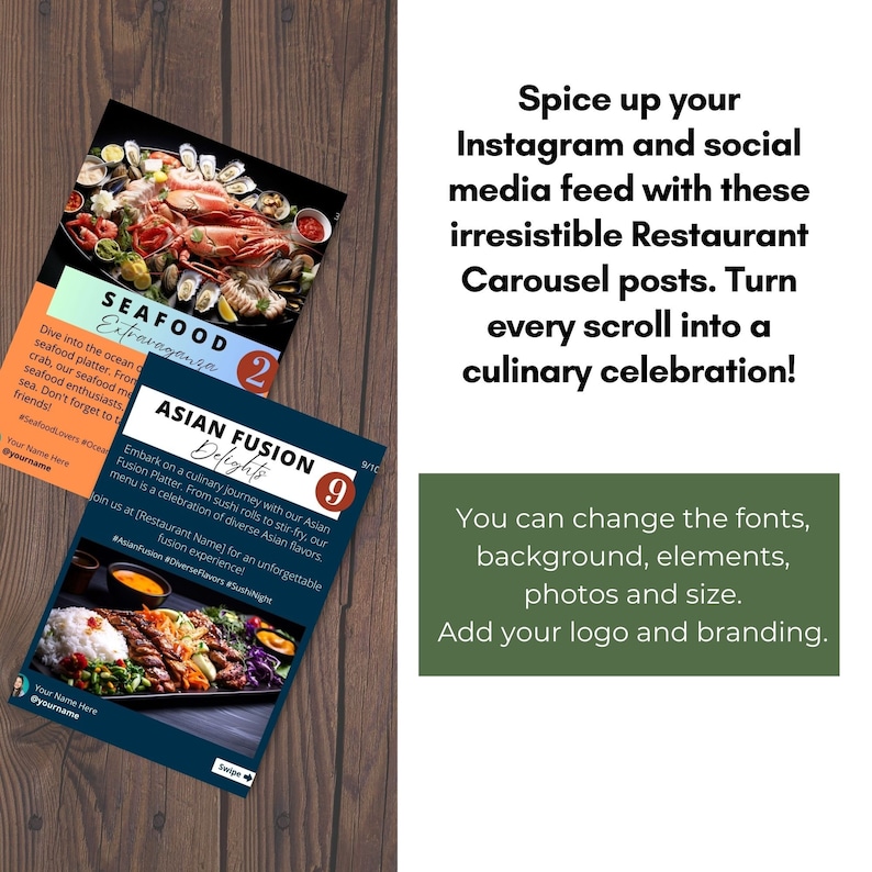 Instagram Template Food Carousel, Restaurant, Canva Templates, IG Posts ...