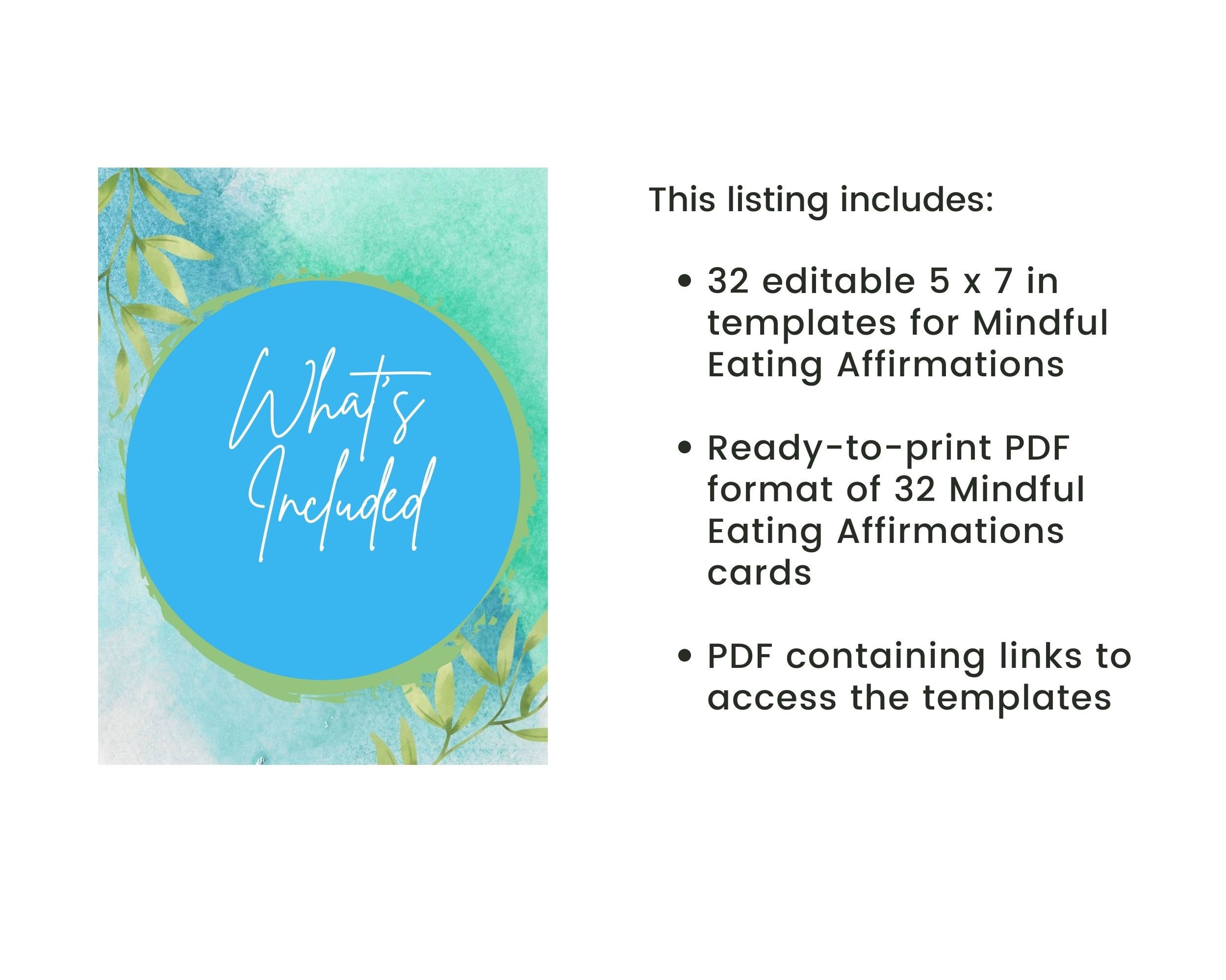 32 Mindful Eating Affirmation Cards, Canva Templates, Intuitive Eating ...