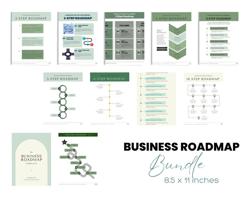 11-page Roadmaps Green Template Bundle Roadmap Canva Template - Etsy