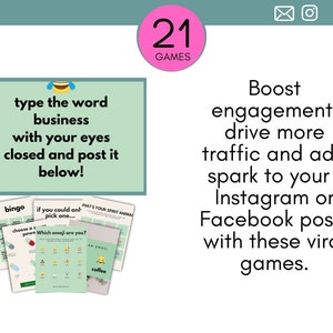 21 Viral Games Social Media Posts | Green Canva Templates | Engagement ...