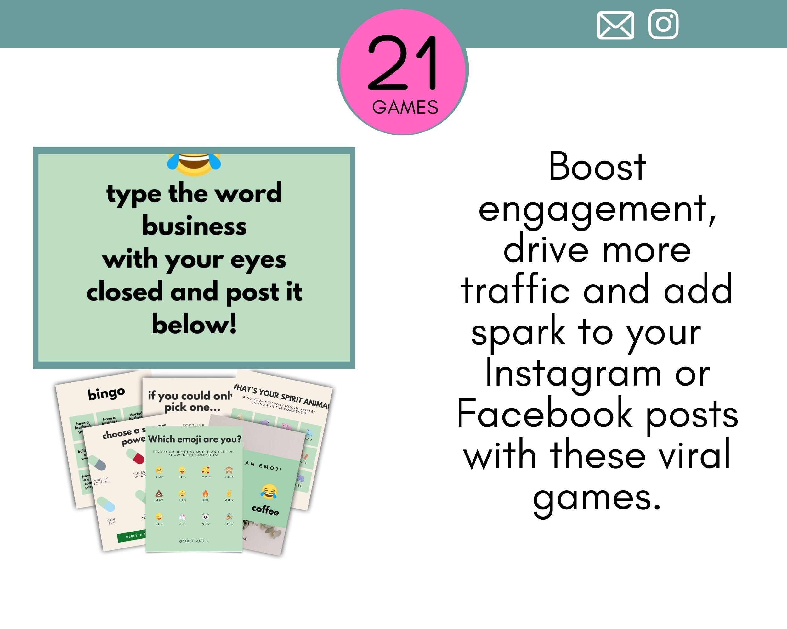 21 Viral Games Social Media Posts | Green Canva Templates | Engagement ...