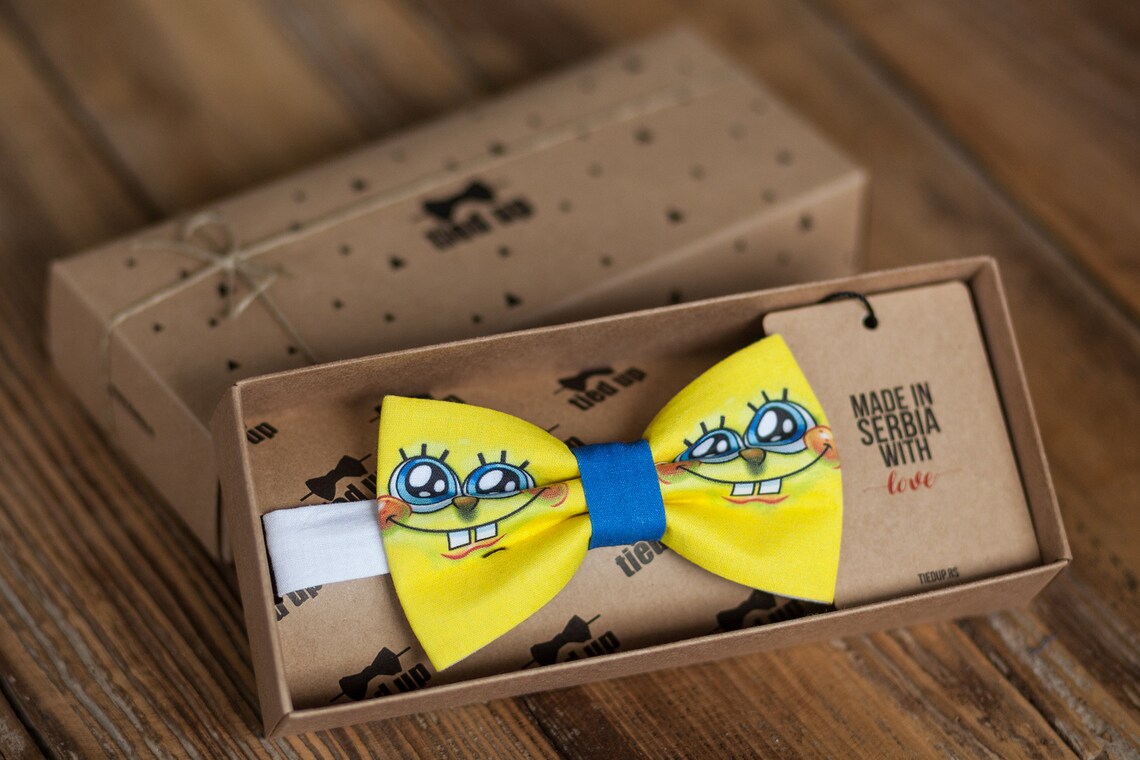 The Spongebob bow tie for men Cartoon bow tie for men | Etsy