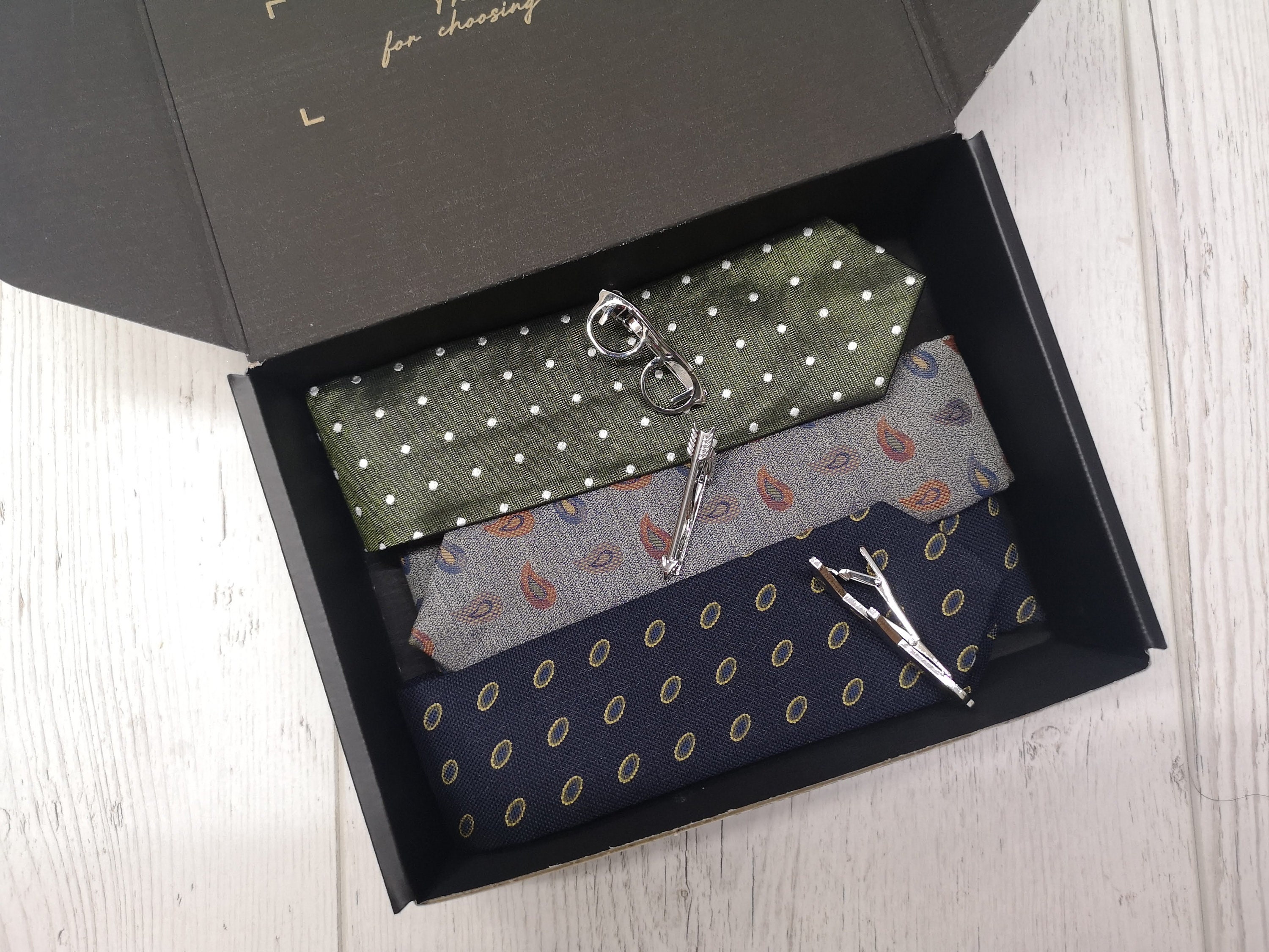 SILK GIFT BOX for Him Complete Gift Set for Him Three Ties - Etsy