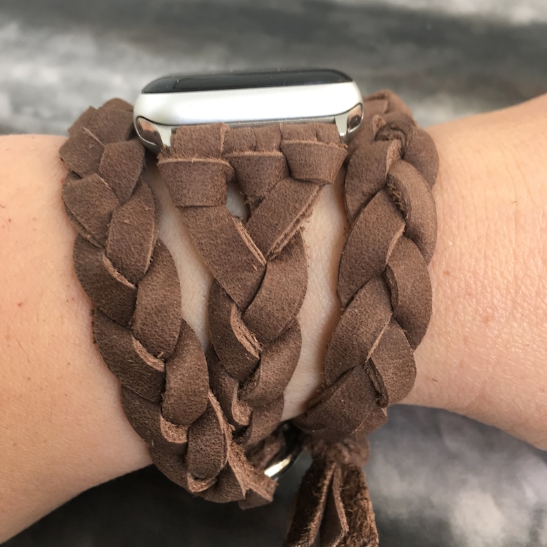 Braided Apple Watch Band 38mm Women 40mm Leather Apple Watch - Etsy
