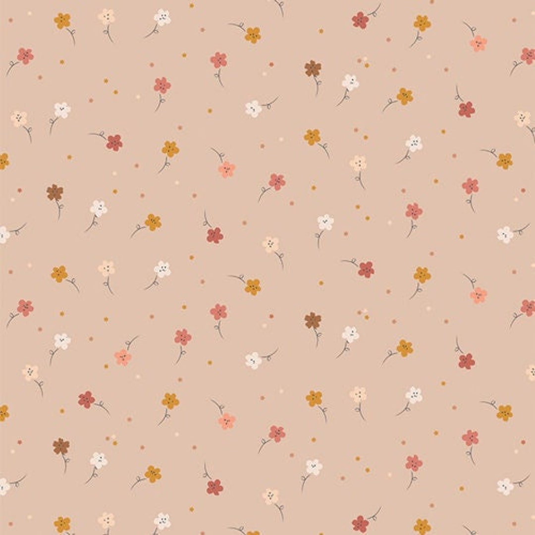 Art Gallery Fabric/calico Blooms Tan/jersey Knit/4 Way Stretch/sold by ...