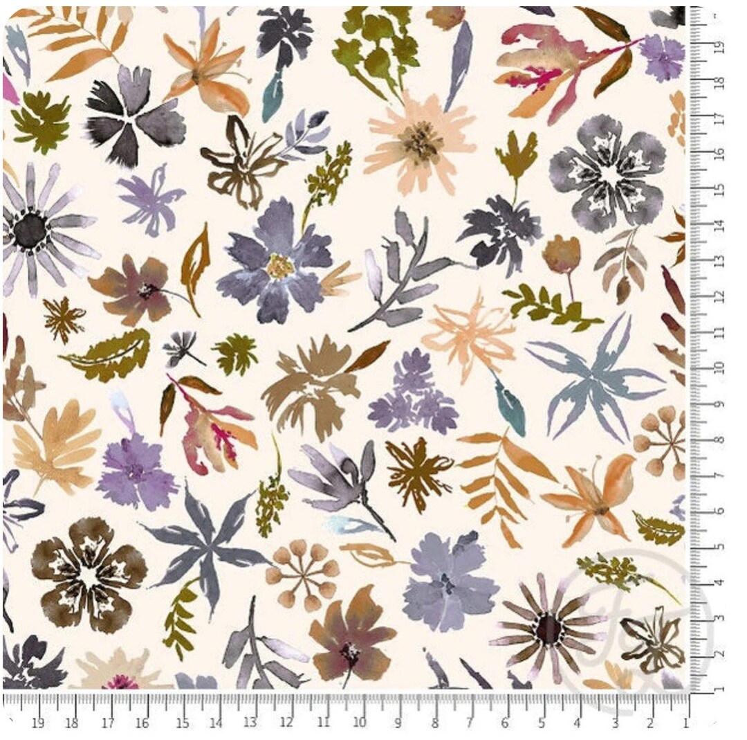 Family Fabric/watercolor Polychromatic Pastel Floral/jersey Knit/220 ...