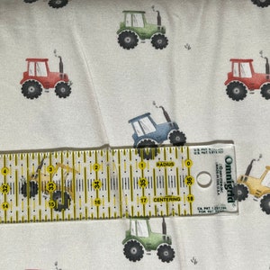 Family Fabric/colorful Tractor Beige/jersey Knit From/4 Way Stretch ...