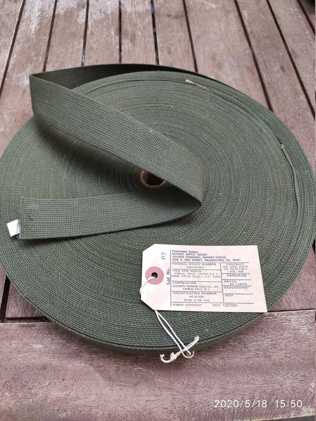 Vintage Military Army Strap From 1968 60yd (THE LAST TWO) - Etsy