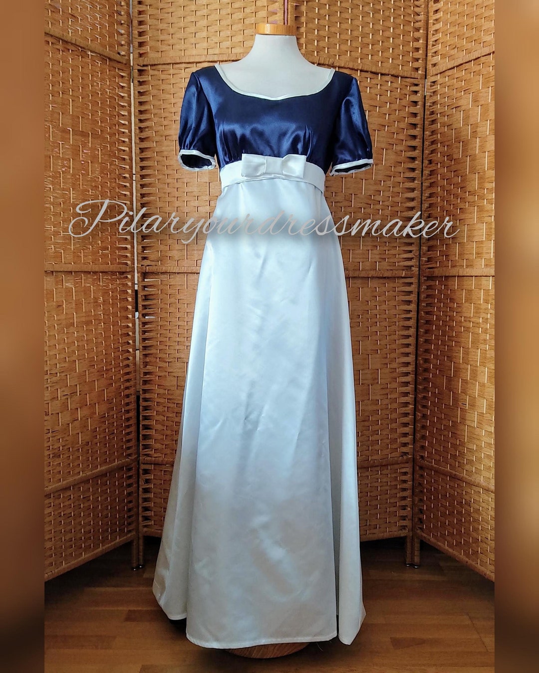 Tailored,satin Regency Dress,18th Century Gown,taylor Made,empire Dress ...