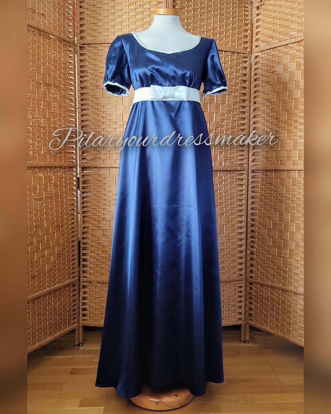 Tailored,satin Regency Dress,18th Century Gown,made to Order,made to ...