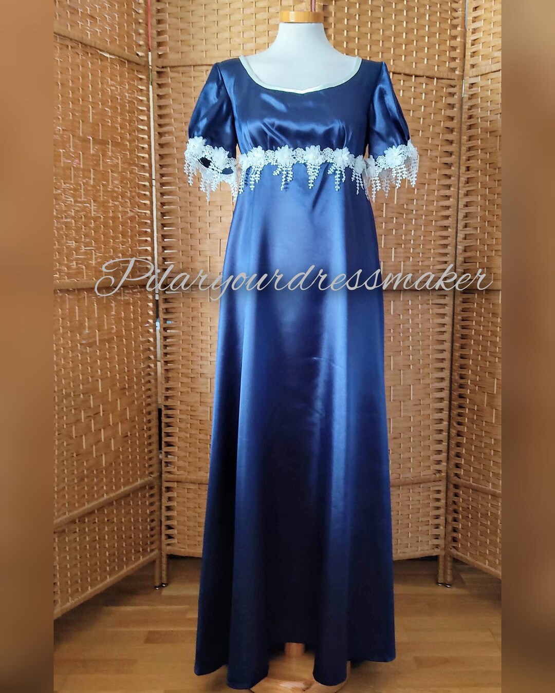 Tailored,satin Regency Dress,18th Century Gown,satin Gown,taylor Made ...