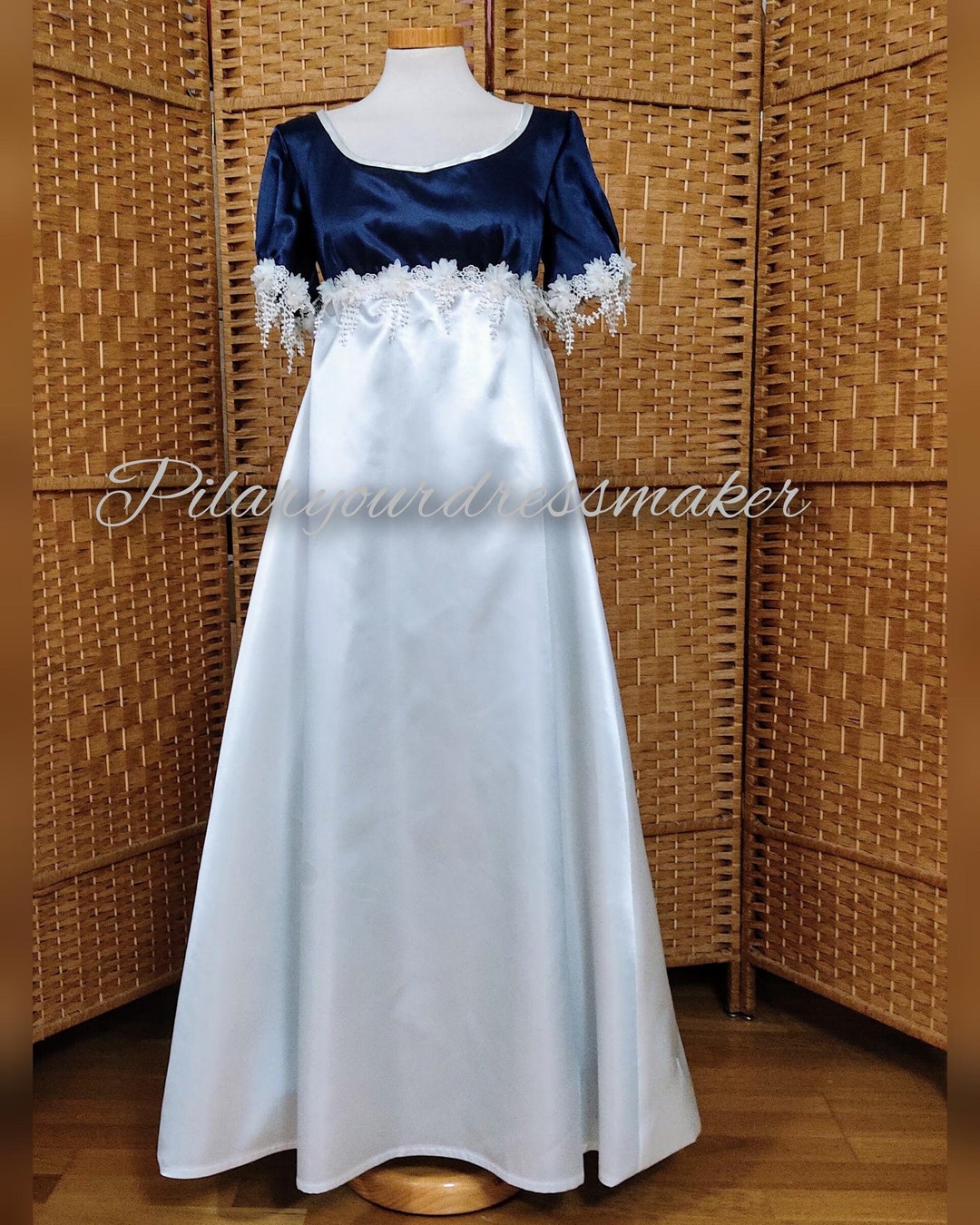 Tailored,satin Regency Dress,18th Century Gown,taylor Made,empire Dress ...