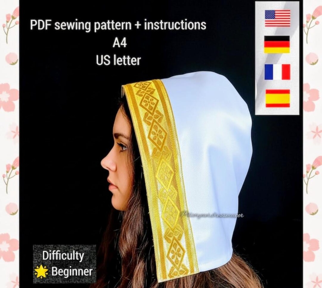 Medieval Cap Sewing Pattern, One-size Adult, A4, US Letter, Confident ...