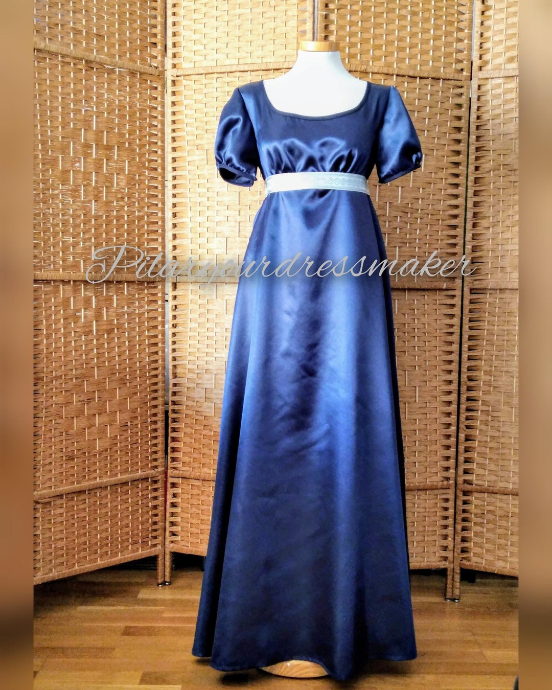 Tailored,satin Regency Dress,18th Century Gown,made to Order,made to ...