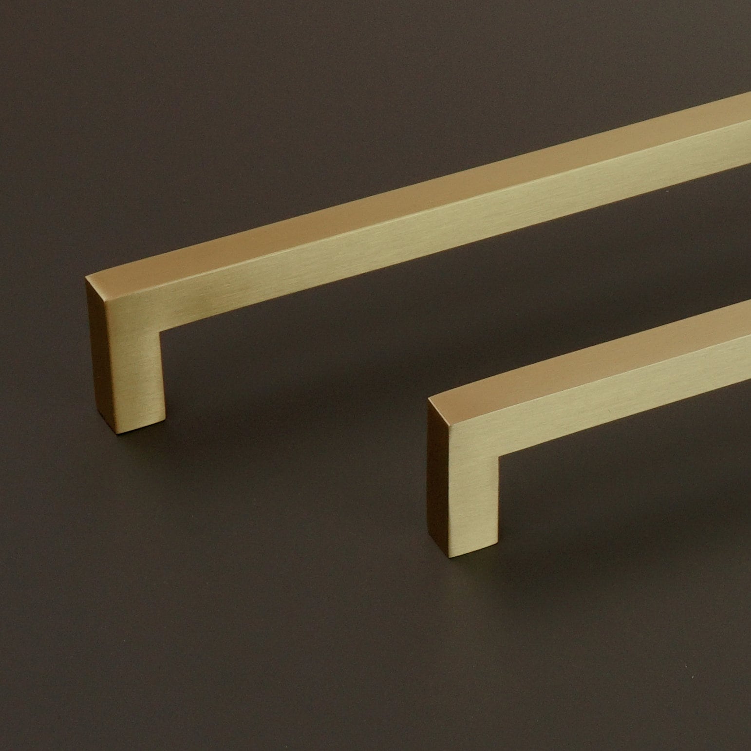 Slim D-bar Rectangular Solid Brass Cabinet Handles Brass | Etsy UK