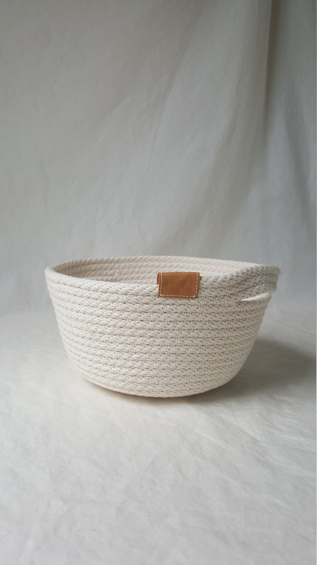 Handmade Rope Bowl - Small Rope Basket - Entryway - Vegan Leather ...