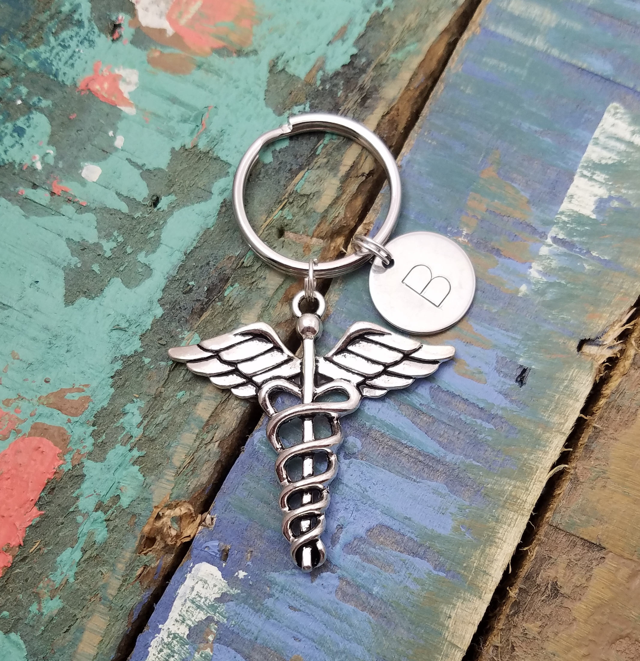 Medical Keychain Caduceus Key Chain Medical Keyring | Etsy