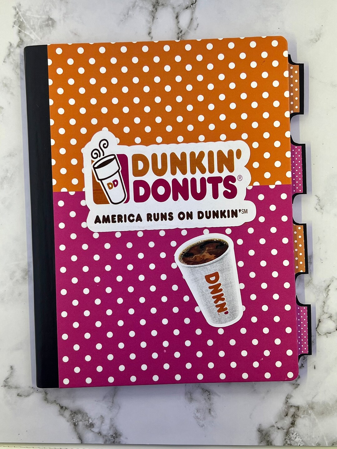 Contemporary Dunkin Theme Tabbed Journal, Altered Composition Notebook ...