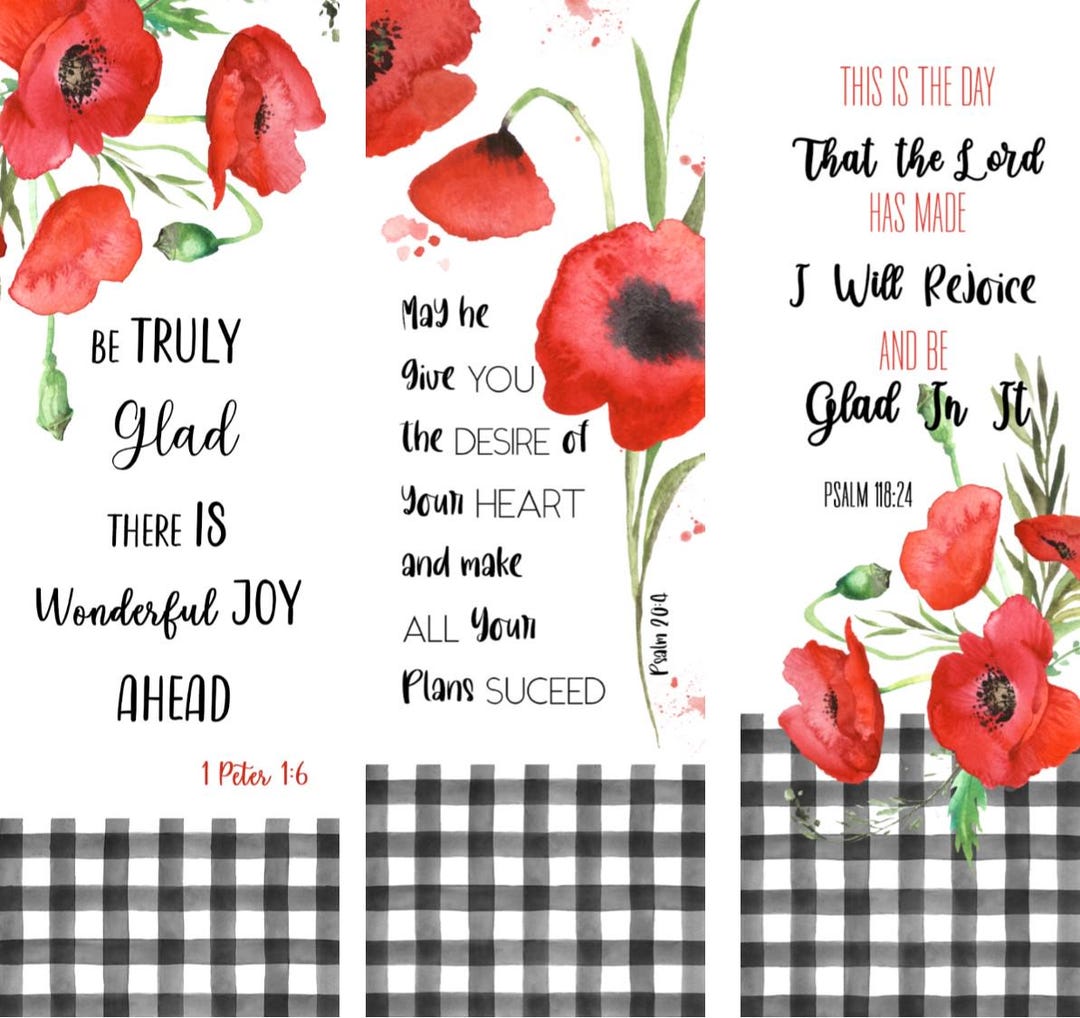 Poppies Floral Scripture Bookmarks: Bible Verse PNG, PDF (digital ...