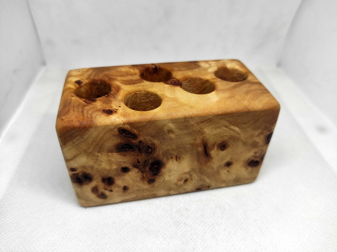 Wooden Pen Holder 5/8" Black Poplar Burl Wood Desktop Stand Pencil ...