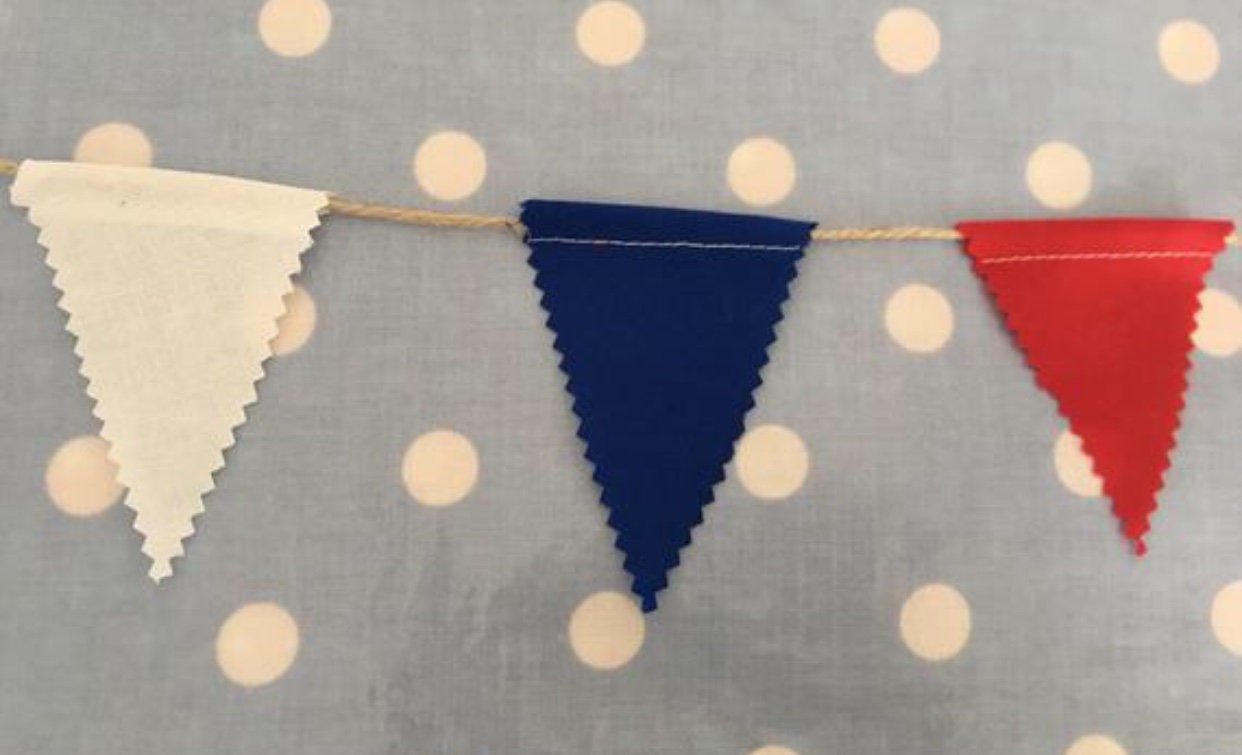 Teeny tiny mini Red white and blue cotton fabric bunting | Etsy