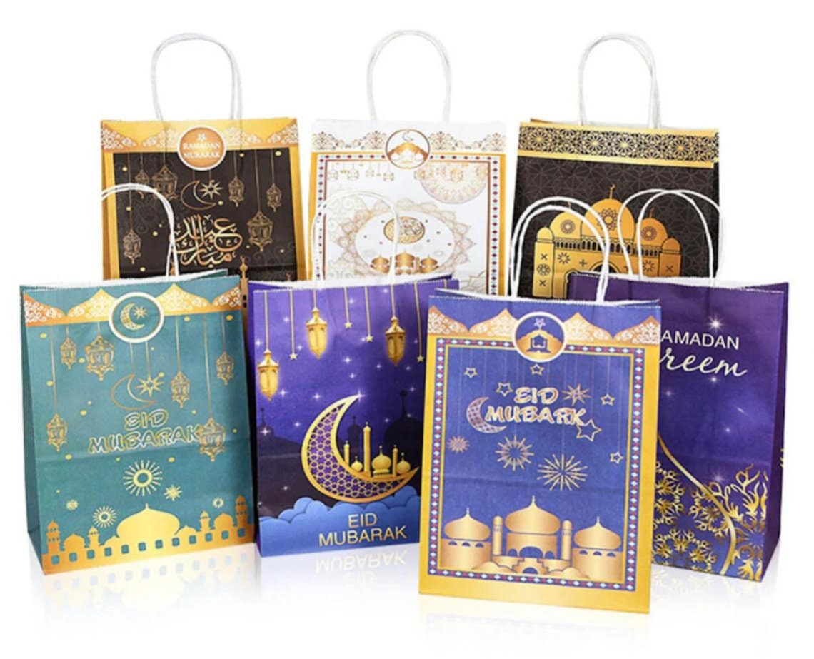 7 Eid Mubarak / Ramadan Kareem Gift Bags Made With Kraft Paper - Muslim ...