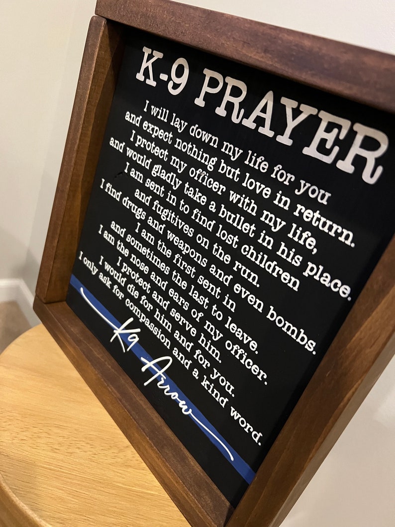 K-9 Police Officer's Prayer/ Personalize Thin Blue Line Sign - Etsy