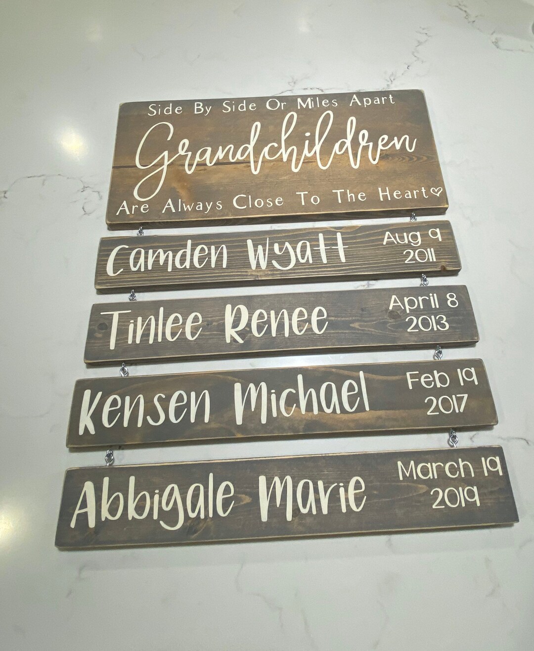 Personalized Grandchildren Names Wood Sign, Custom Family Birthdays - Etsy
