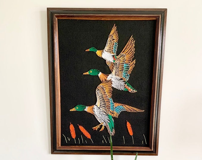 Vintage Mallard Duck String Art: Handmade MCM Framed Wall Decor - Etsy