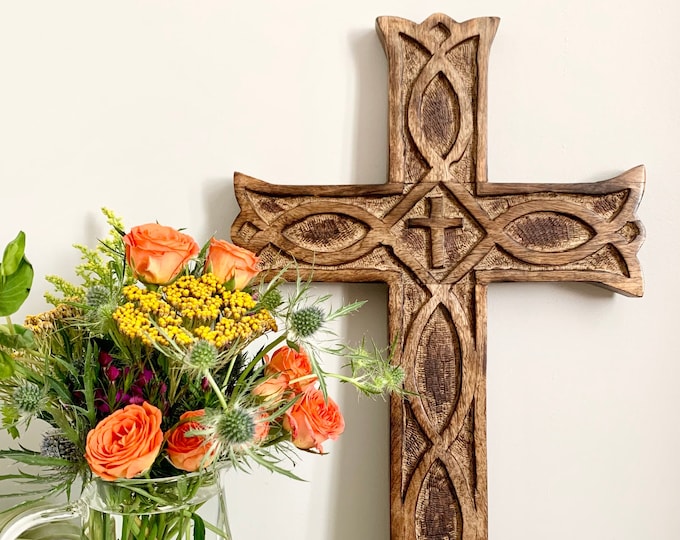 Rugged Wooden Cross, Wood Wall Decor, Religious Spiritual Christian ...