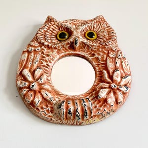 Vintage Chalkware Owl Mirror: Large Ornamental Wall Hanging - Etsy