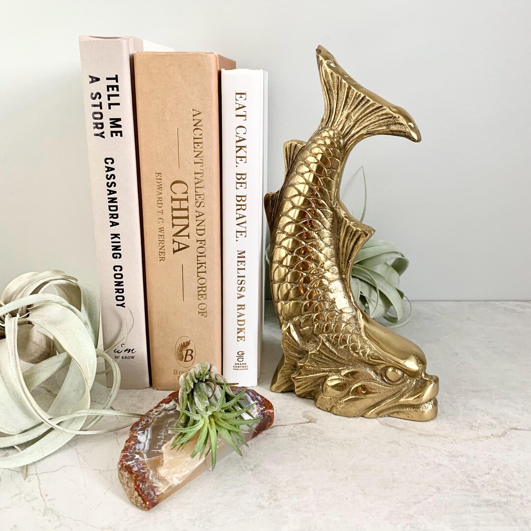 Vintage Brass Koi Fish Bookend, Brass Fish Statue, Nautical Decor - Etsy