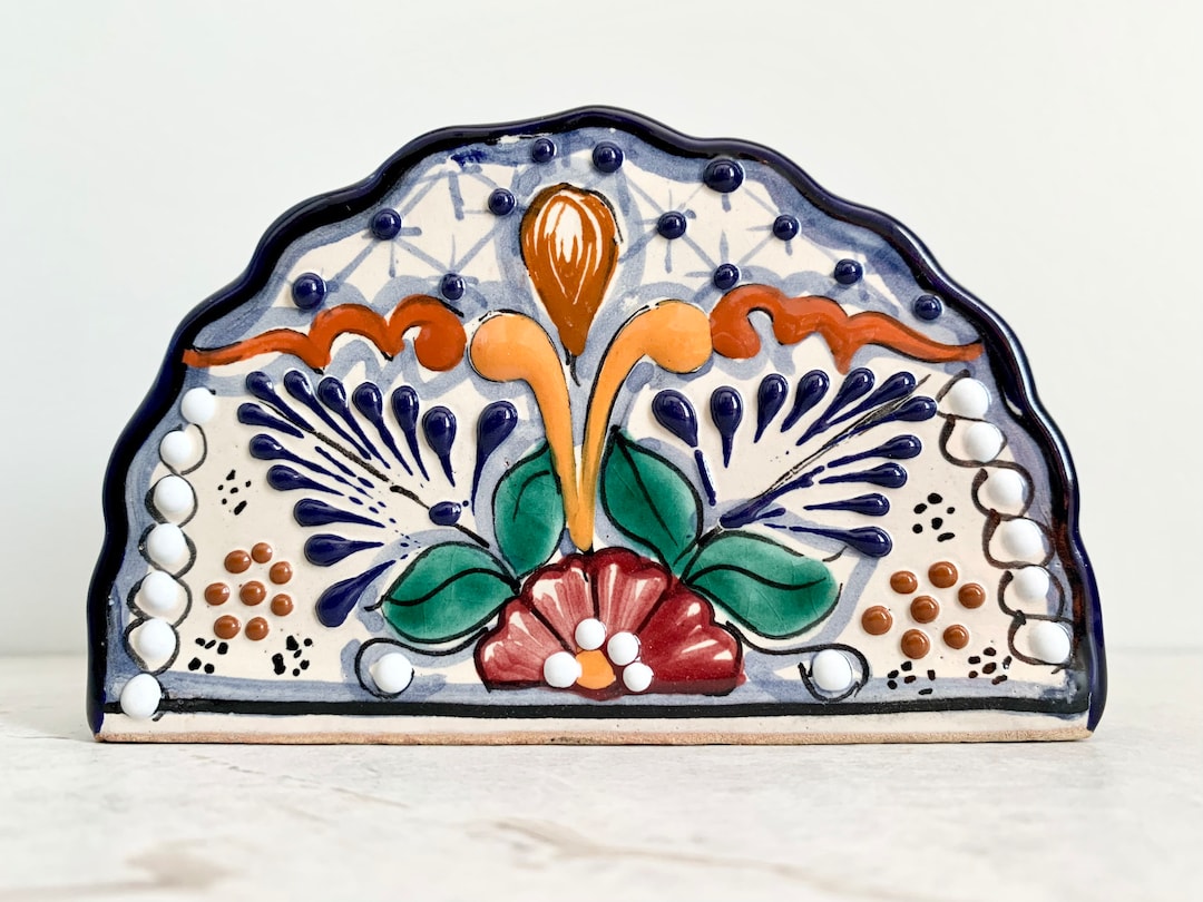 Mexican Handmade Talavera Napkin Holder, OOAK Napkin Holder, Hand ...