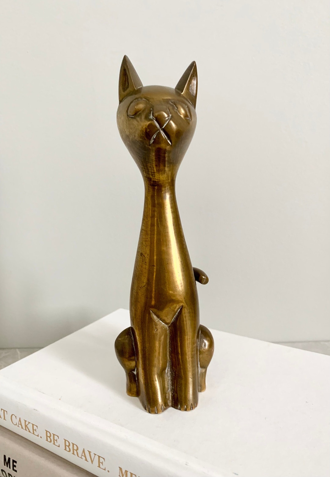 Vintage Brass Cat Statue, Cat Figurine, Collectible Brass Vintage Knick ...